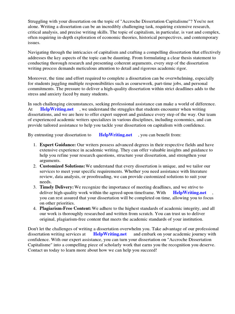 Accroche Dissertation Capitalisme | PDF | Thesis | Capitalism
