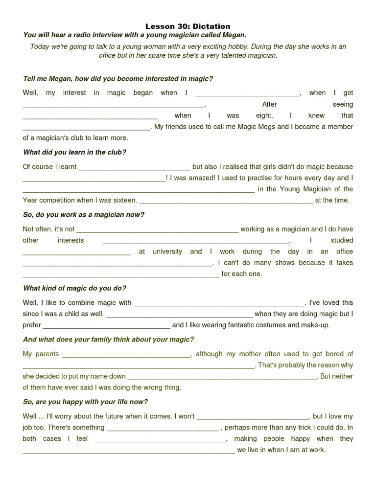 Lesson 31 - Dictation&Speaking | PDF
