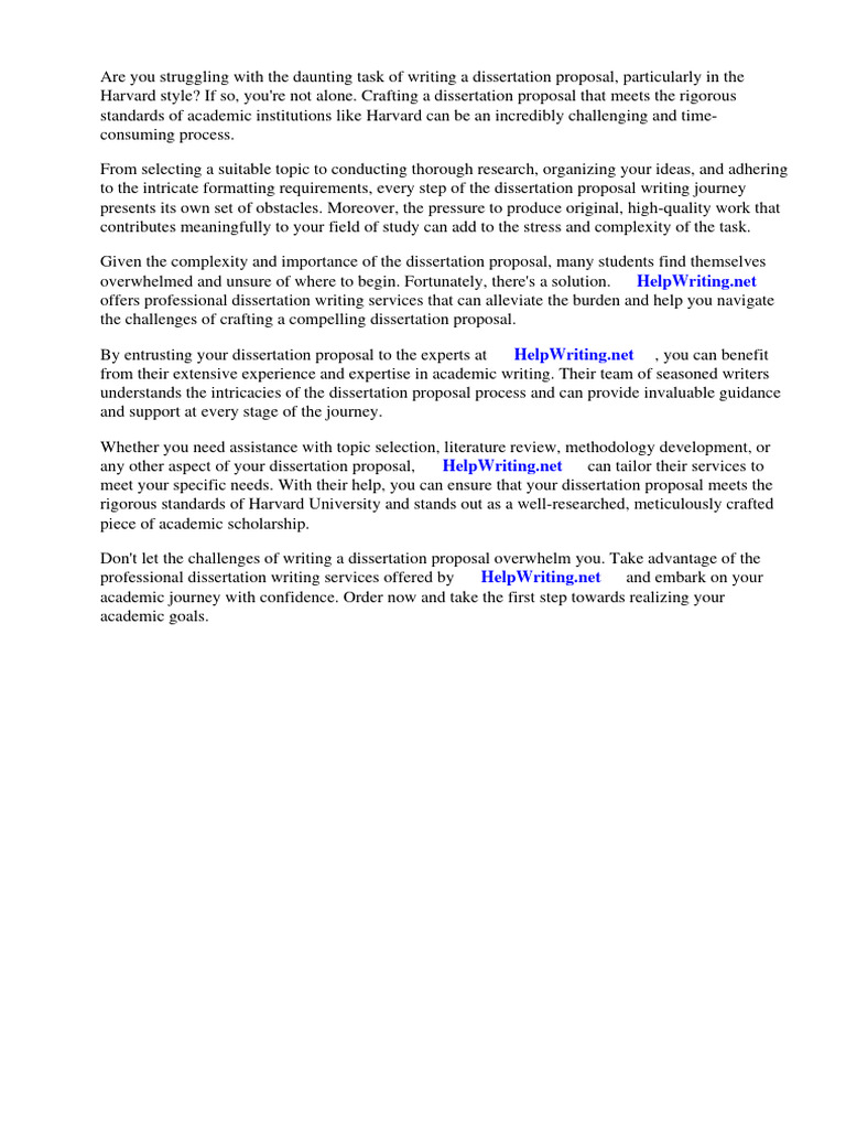 Dissertation Proposal Sample Harvard | PDF | Thesis | Essays