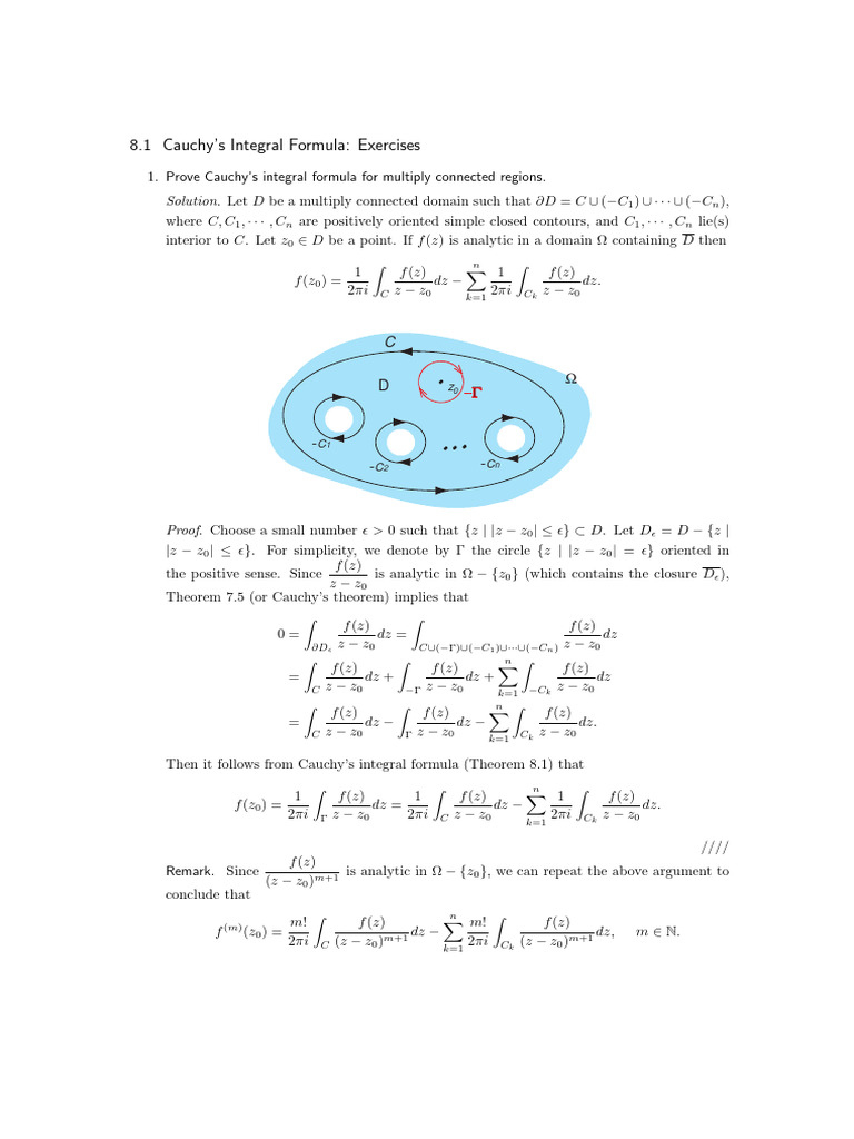 Cauchy's Integral Formula Exercises | PDF | Integral | Mathematical Analysis