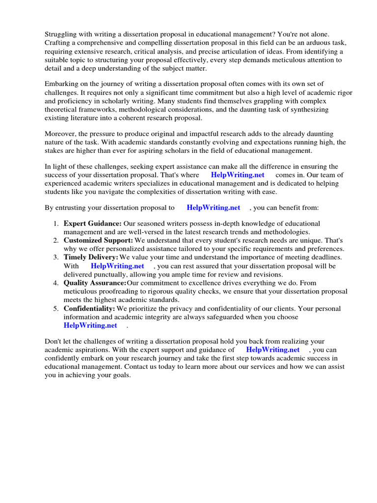 Sample Dissertation Proposal in Educational Management | Download Free ...