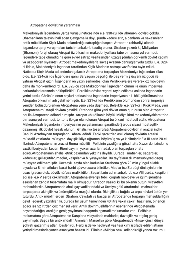 Atropatena Dövlətinin | PDF