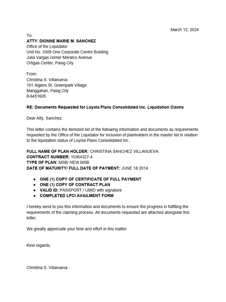 Loyola Plans Liquidation Claims 2024 | PDF