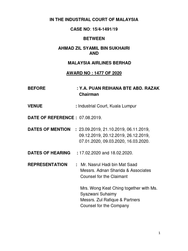 AHMAD ZIL SYAMIL BIN SUKHAIRI V MAS | PDF | Burden Of Proof (Law)