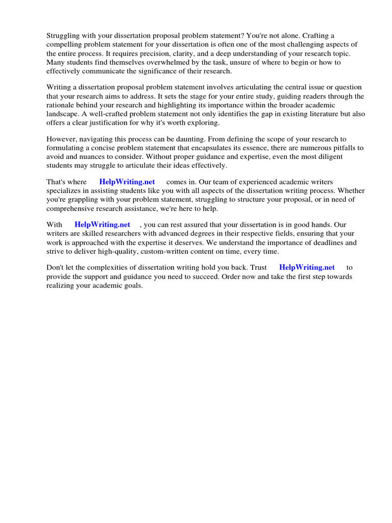 Dissertation Proposal Problem Statement | PDF | Thesis | Methodology
