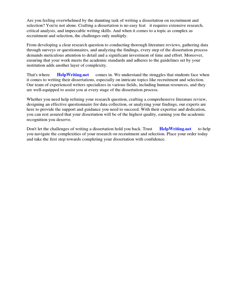 Recruitment and Selection Dissertation Questionnaire | PDF | Recruitment | Questionnaire