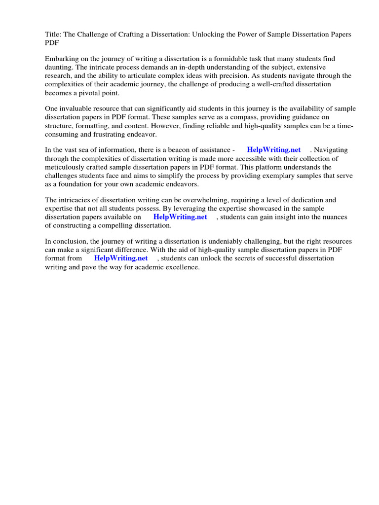 Sample Dissertation Papers PDF | PDF | Thesis | Foreign Direct Investment