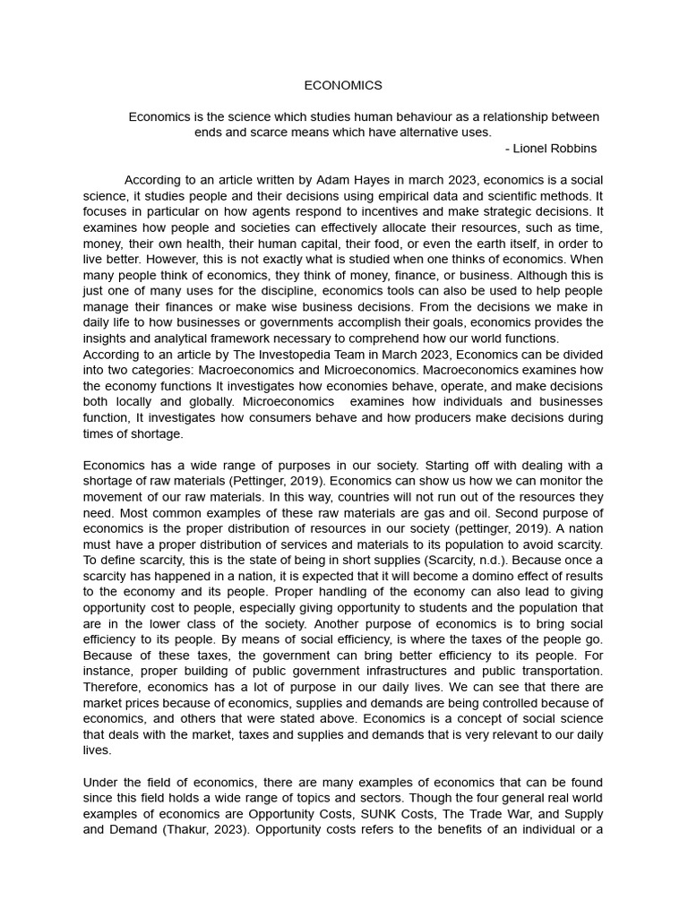 Econ | PDF | Economics | Opportunity Cost