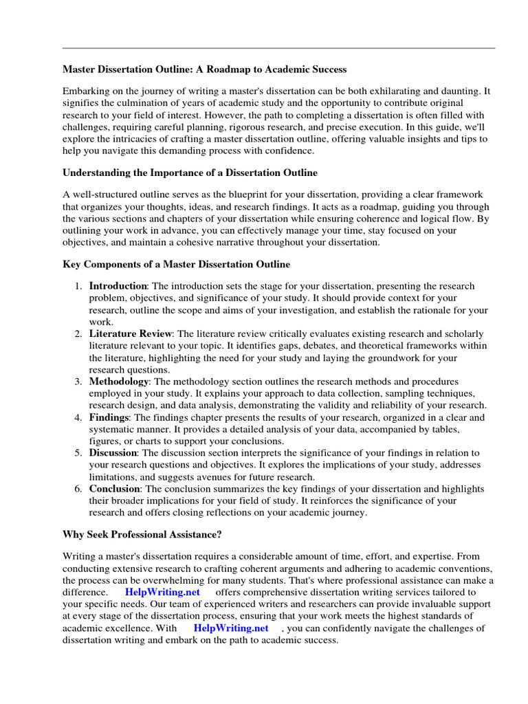 Master Dissertation Outline | PDF | Thesis | Methodology