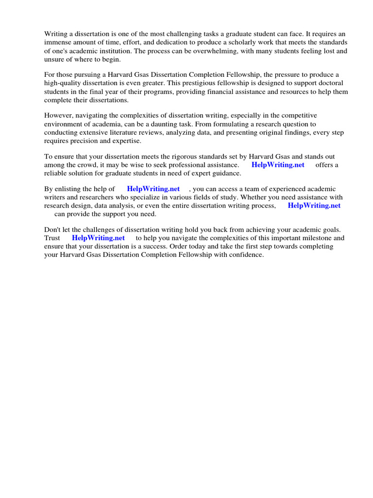 Harvard Gsas Dissertation Completion Fellowship | PDF | Thesis | Doctor ...