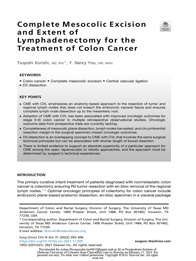 Complete Mesocolic Excision and Extent of Lymphadenectomy For The ...