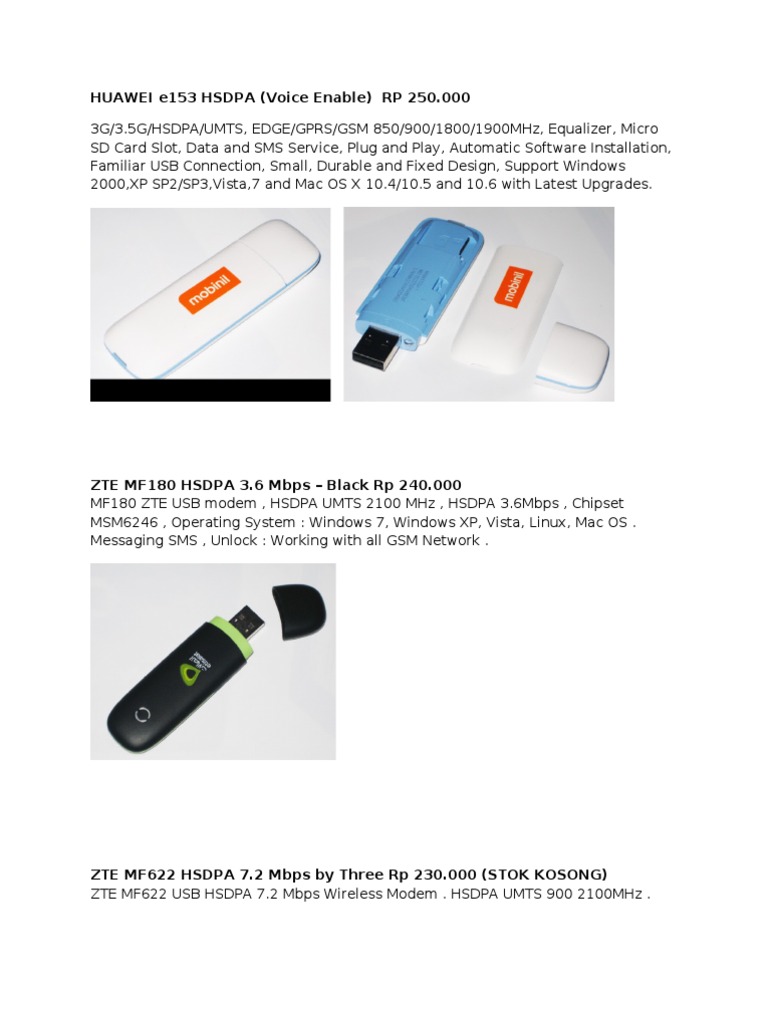 HUAWEI E153 HSDPA (Voice Enable) RP 250.000 | PDF | Business | Computers