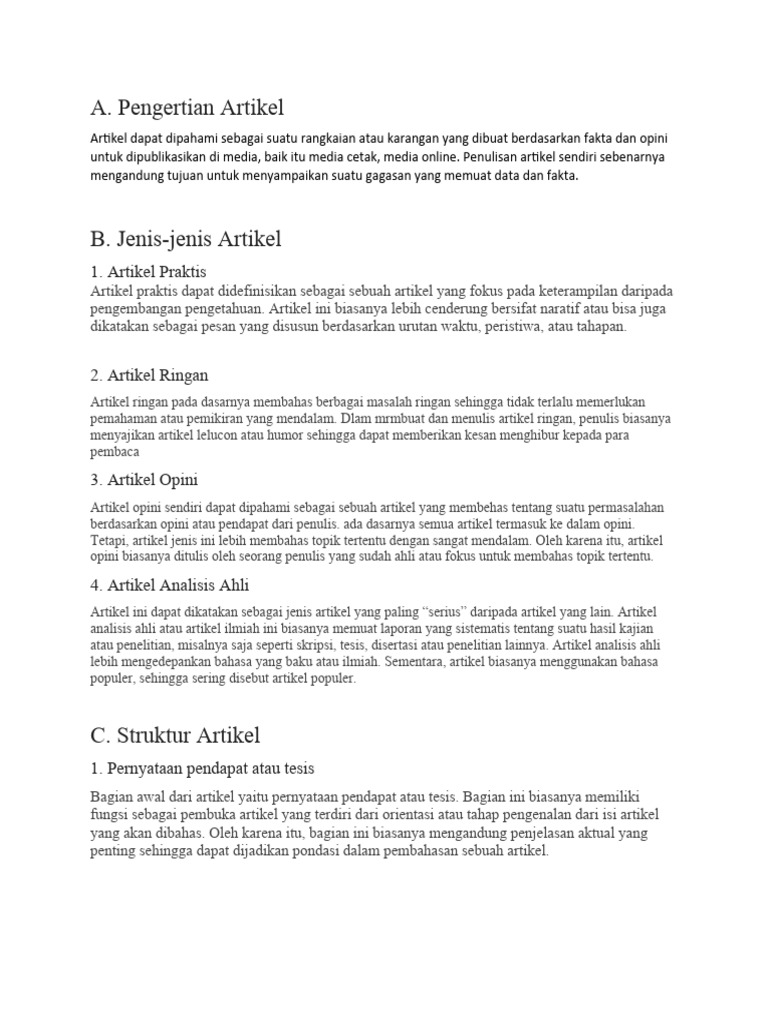 Teks Artikel Dan Teks Kritik Dan Esai | PDF