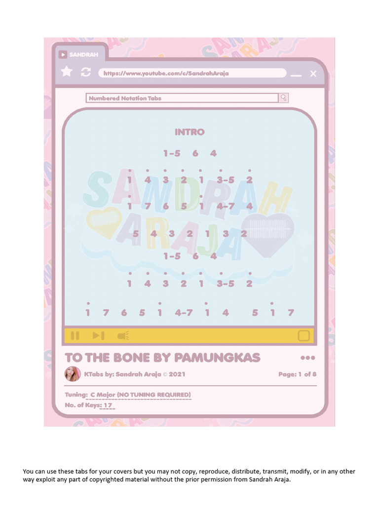 To The Bone Numbered Notation Ezs5vy | PDF