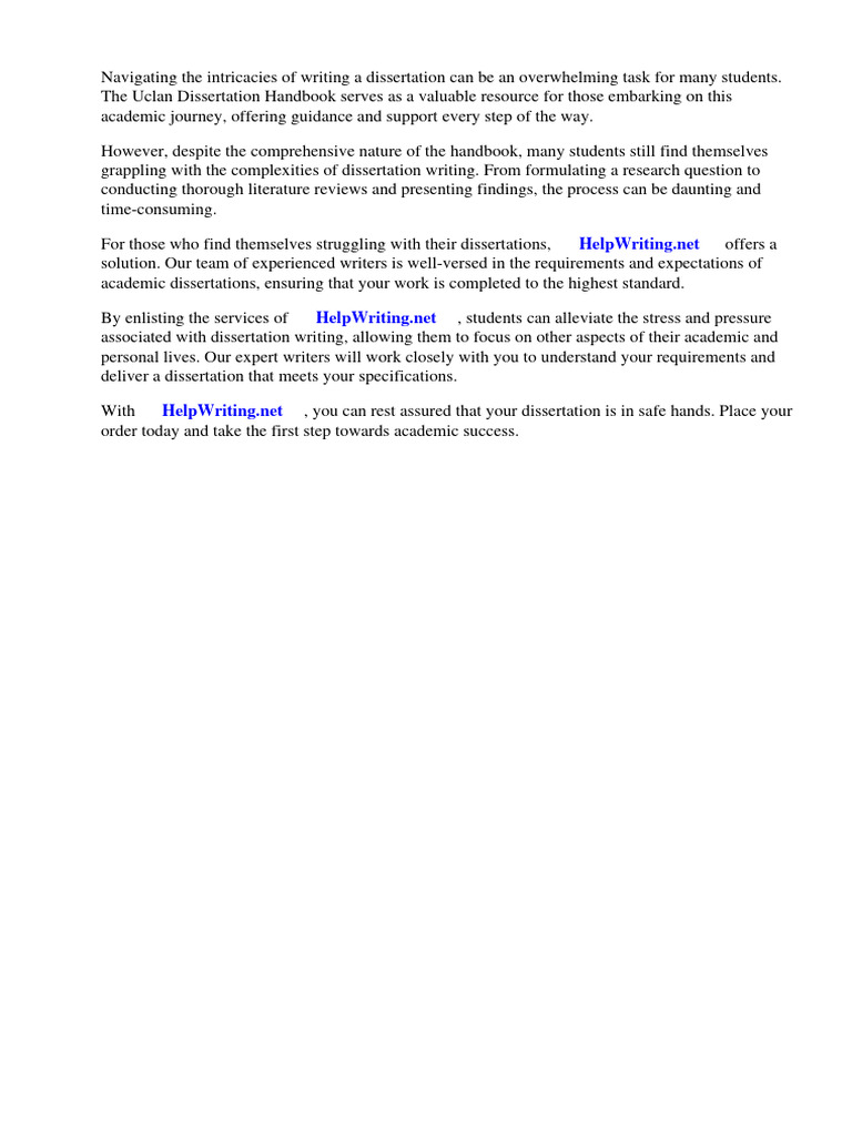 Uclan Dissertation Handbook | PDF | Thesis | Academic Publishing