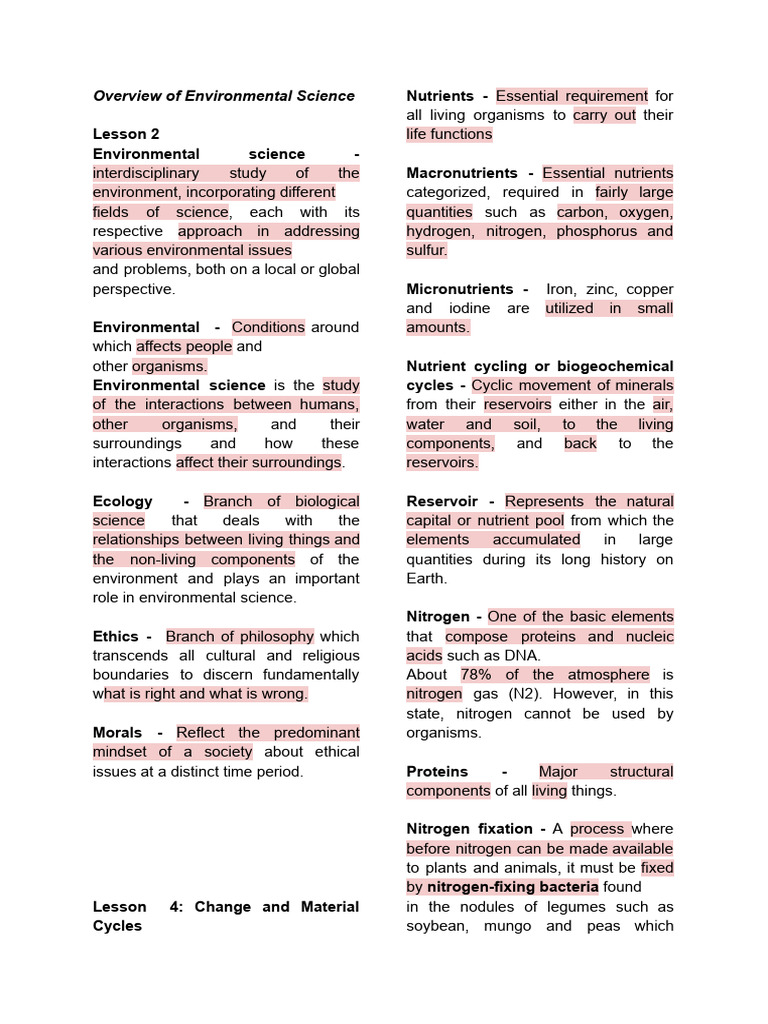 Overview of Environmental Science | PDF | Nutrients | Environmental Science