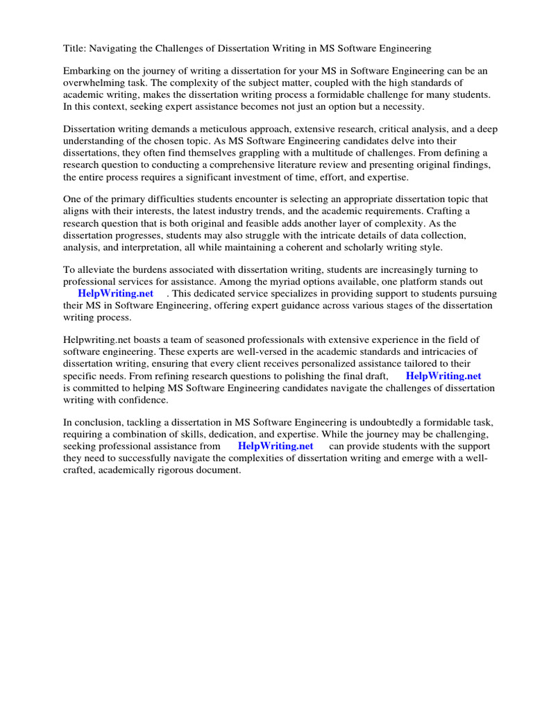 Dissertation Topics For Ms Software Engineering | PDF | Software ...