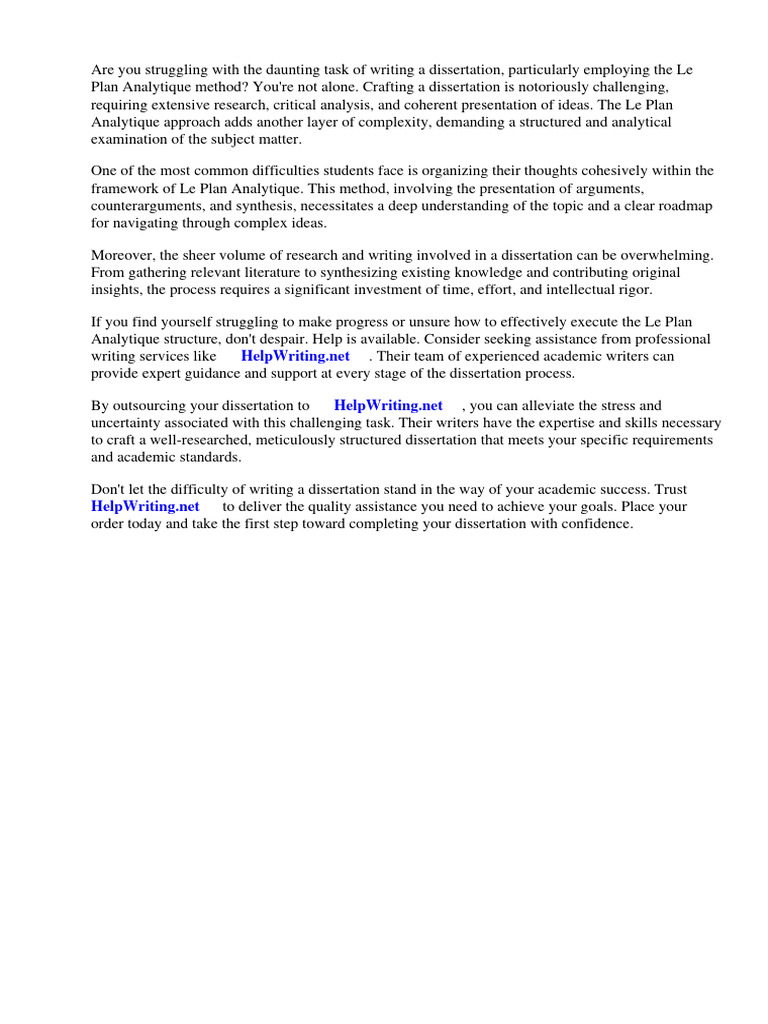 Le Plan Analytique Dune Dissertation | PDF | Thesis | Essays