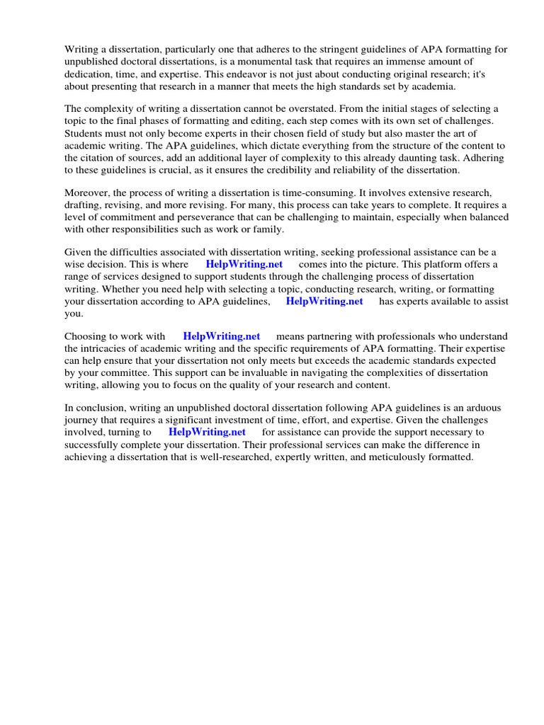 Apa Unpublished Doctoral Dissertation | PDF | Thesis | Citation