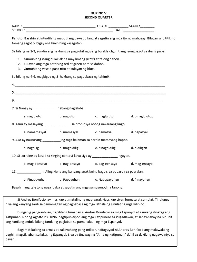 PT Filipino 5 q2 | PDF