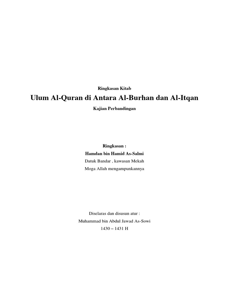 Perbezaan Kitab-Itqan-dan-Burhan | PDF | Agama & Spiritualitas