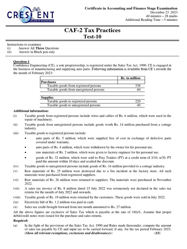 Test 10 | PDF | Taxes | Sales Taxes In The United States