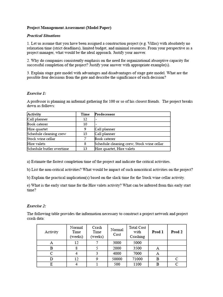 Project Management Assessment | PDF | Business