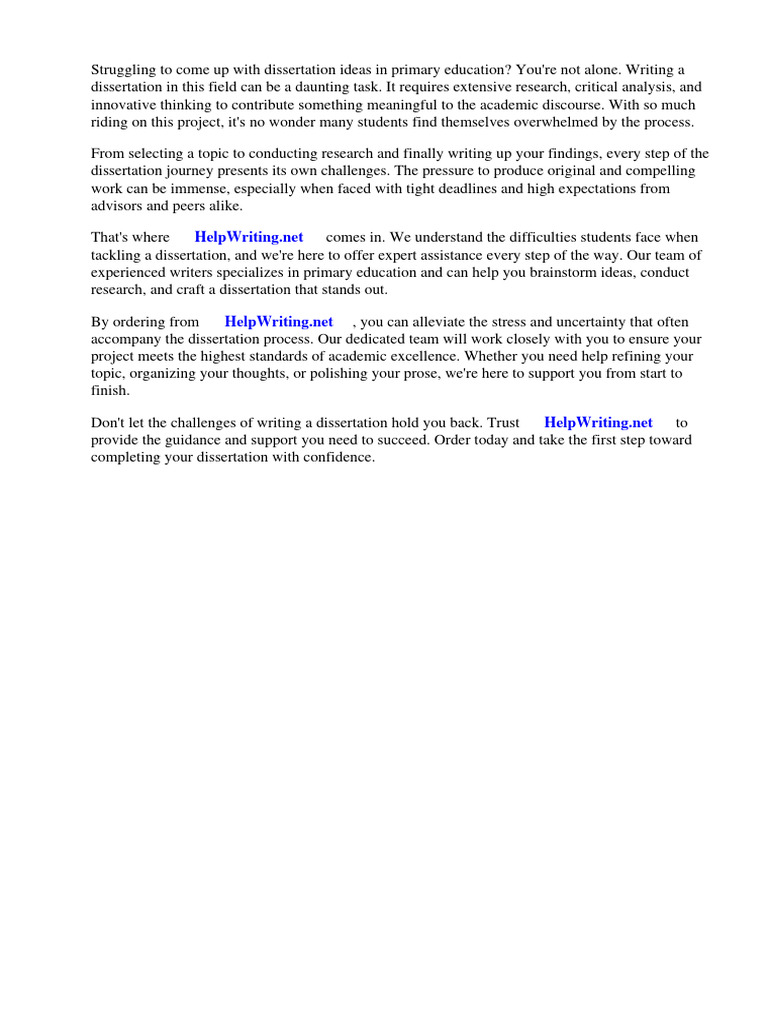 Dissertation Ideas in Primary Education | PDF | Thesis | Learning