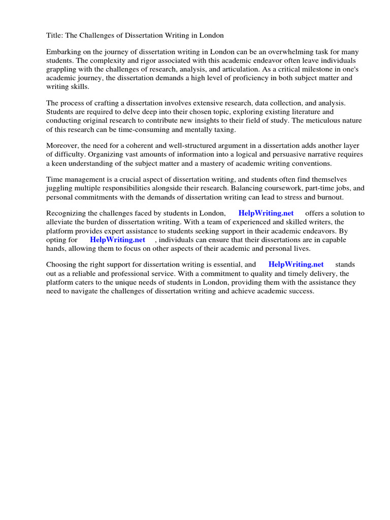 Dissertation Writing London | PDF | Thesis | Essays