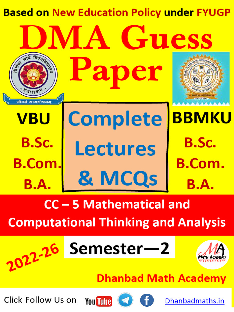 DMA Guess Paper Mathematical & Computational Thinking & Analysis Semester 2 Session 2022-26 ...