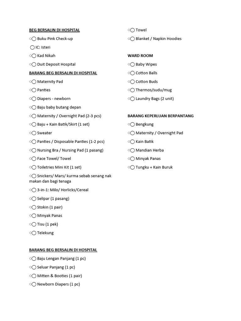 Beg Bersalin Di Hospital | PDF