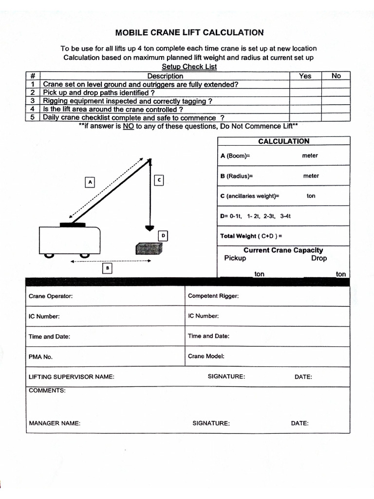 mobile crane calculation form | PDF