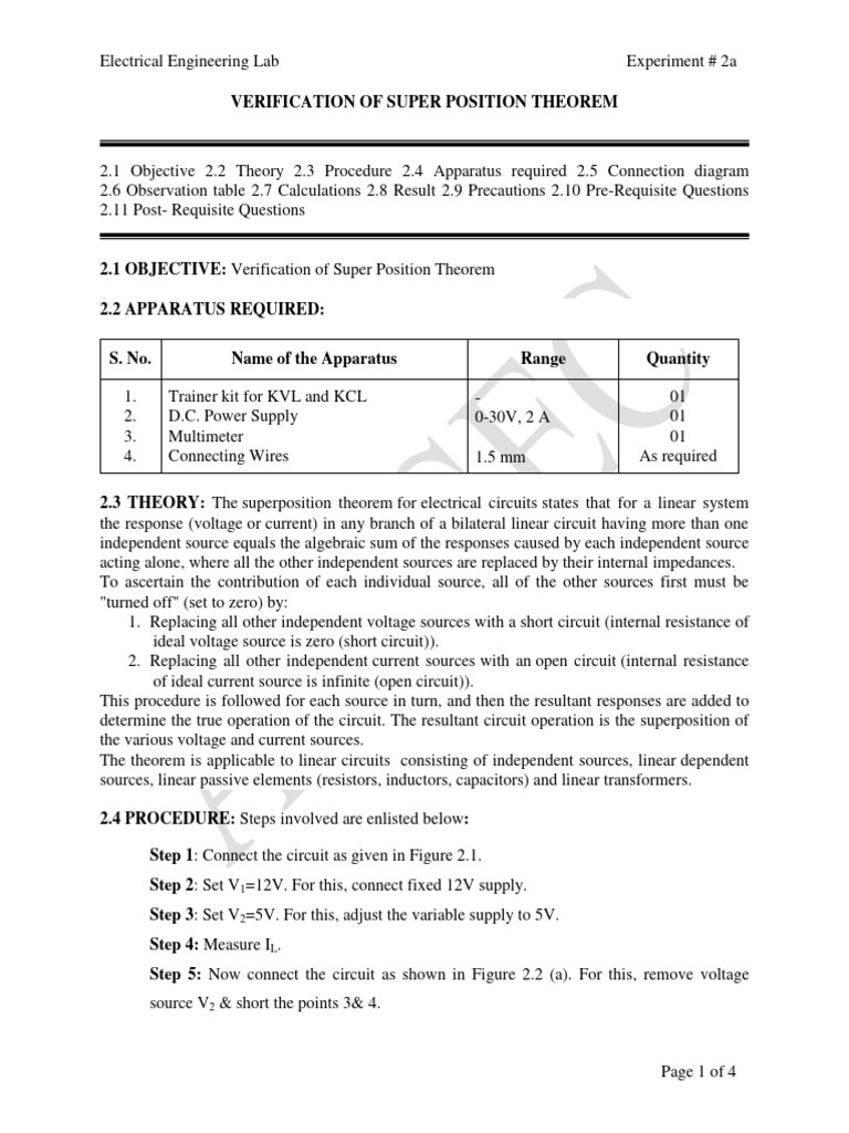 2a. Superposition Theorem | PDF | Electrical Network | Electrical Engineering