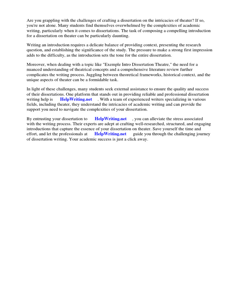 Exemple Intro Dissertation Theatre | PDF | Refinancing | Internet