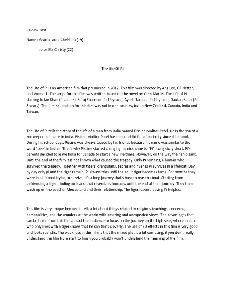 Life of Pi Film Review and Analysis | PDF | Travel | Art