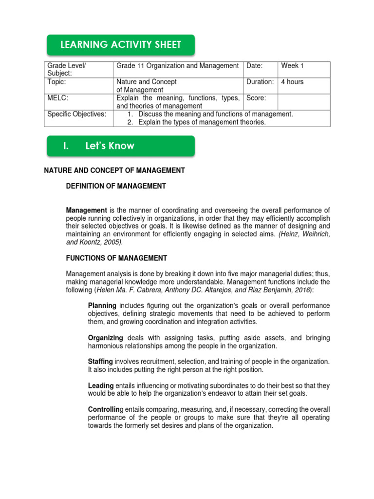 Org & MGT 1 | PDF | Science