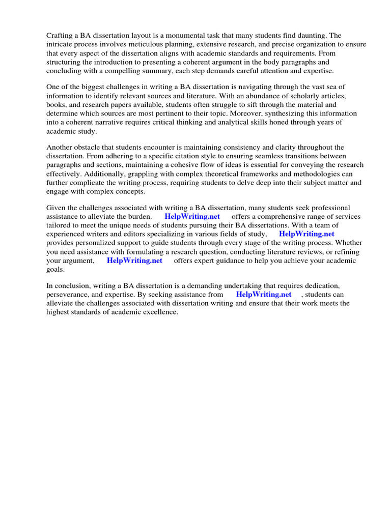 Ba Dissertation Layout | PDF | Thesis | Corporate Social Responsibility