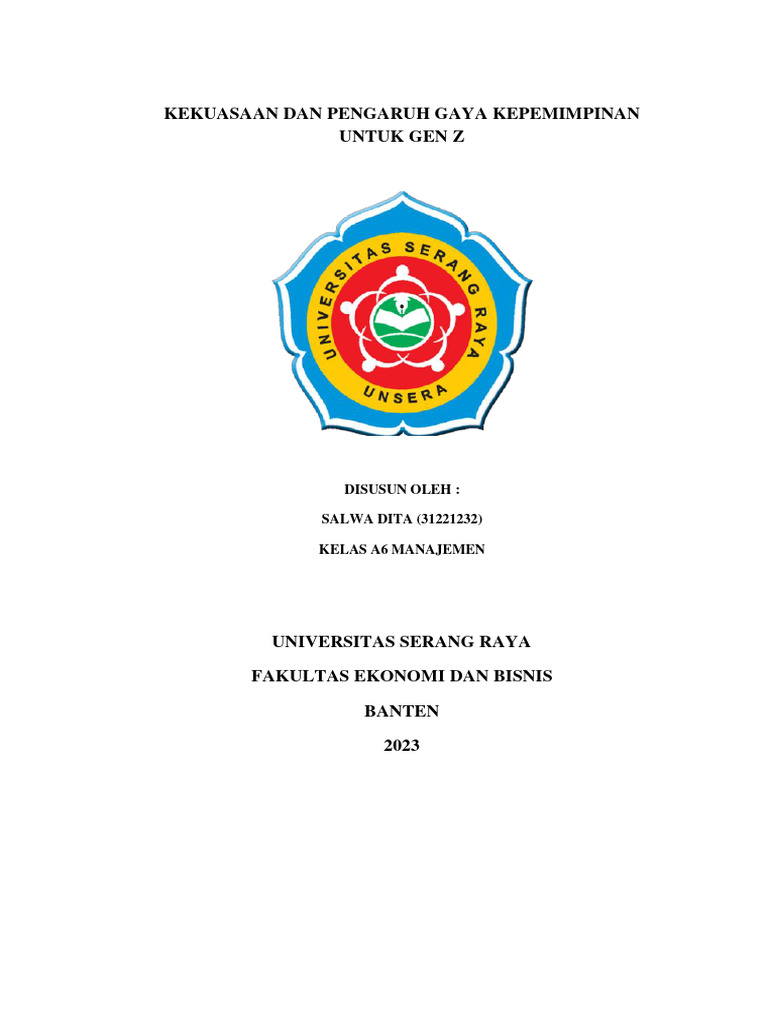 Kekuasaan Dan Pengaruh Gaya Kepemimpinan Untuk Genz Artikel Salwadita A6 | PDF | Karier ...