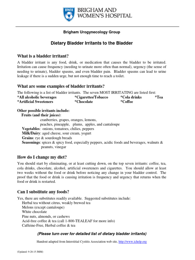 Bladder Irritants | PDF | Drink | Fruit