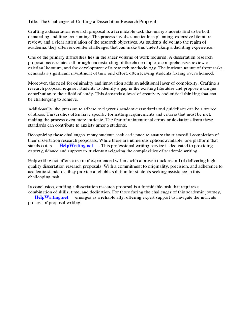 Dissertation Research Proposal Pdf Thesis Essays
