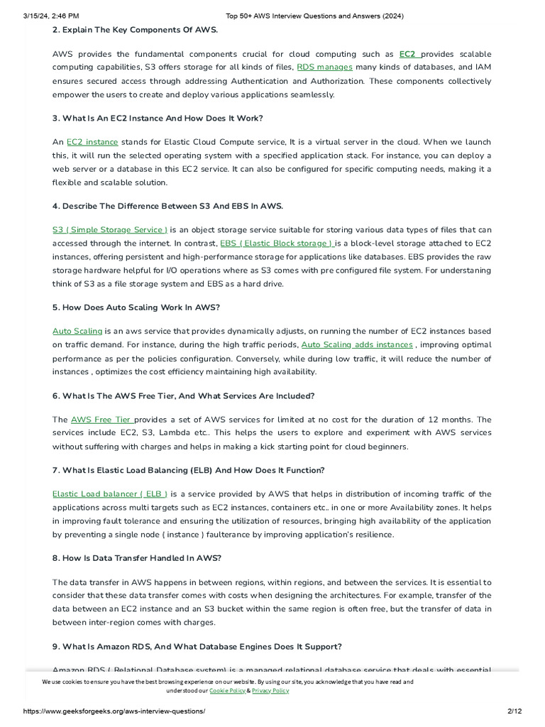 Top 50+ AWS Interview Questions and Answers (2024) | PDF | Amazon Web ... Top 50+ AWS Interview Questions and Answers (2024) | PDF | Amazon Web ...