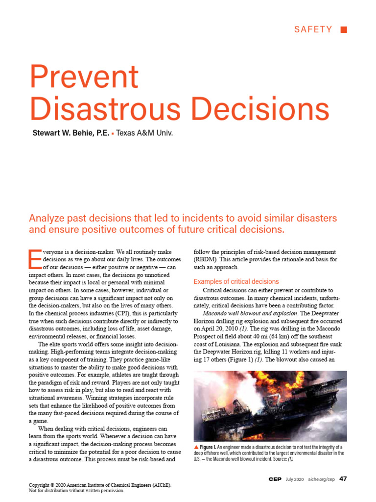Prevent Disastrous Decisions | PDF | Risk Assessment | Risk