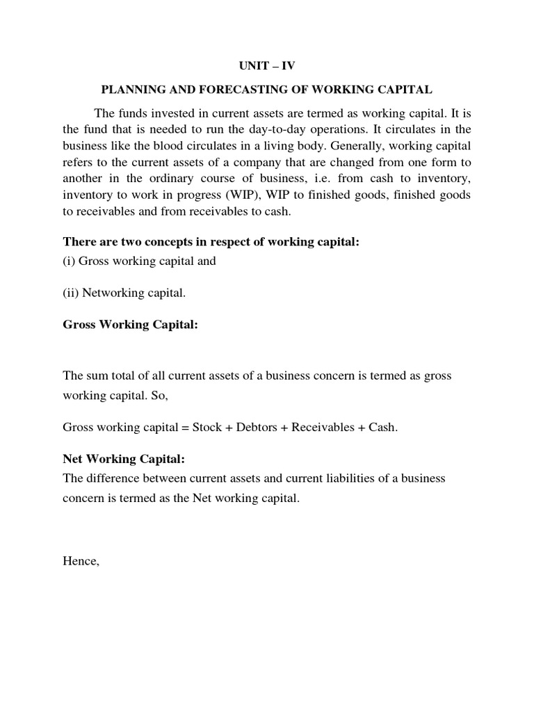 AFM Unit 4 | PDF | Working Capital | Expense