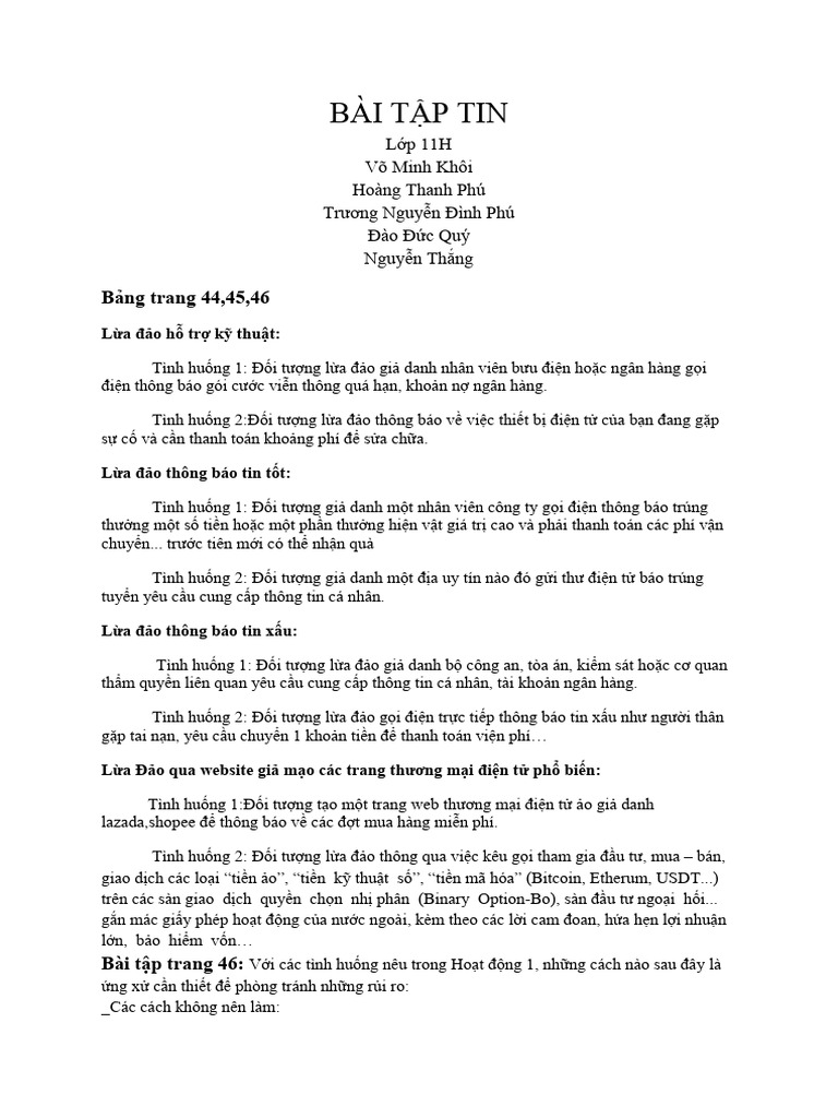 BÀI TẬP TIN | PDF