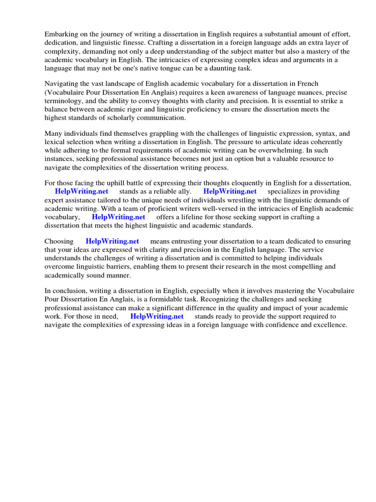 Vocabulaire Pour Dissertation en Anglais | PDF | Refinancing | Linguistics