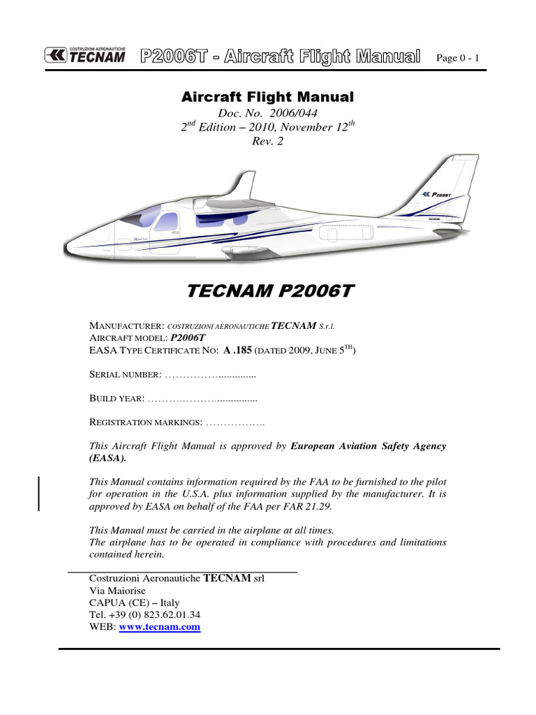 Tecnam P2006T Flight Manual | PDF | Atmospheric Pressure | Aviation