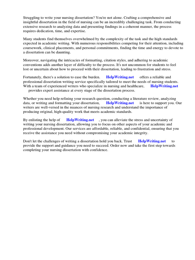 Free Nursing Dissertation Examples | PDF | Nursing | Thesis