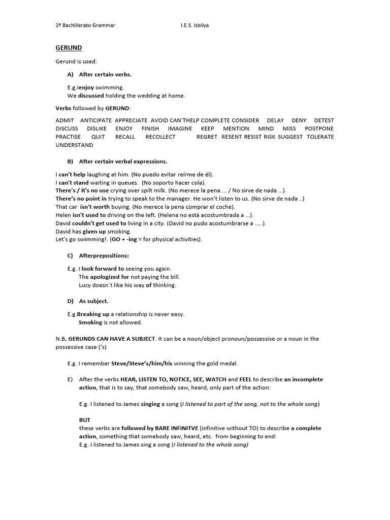 GERUND AND INFINITIVE (Grammar 1) | PDF | Verb | Semantic Units