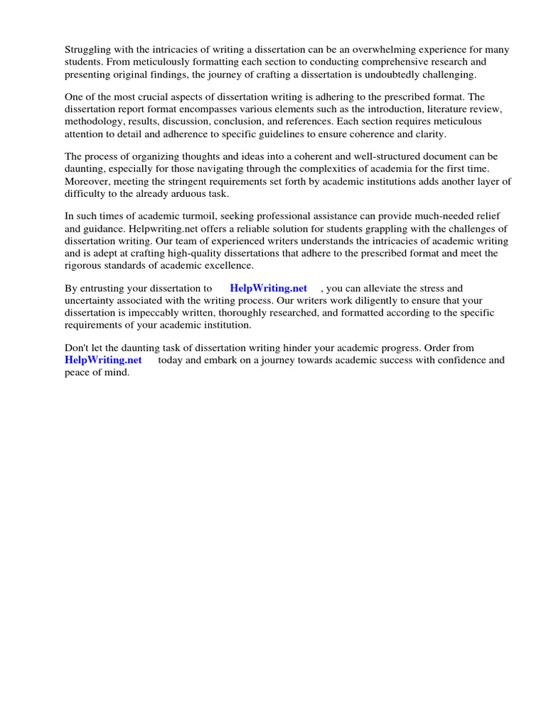 Me Dissertation Report Format | PDF