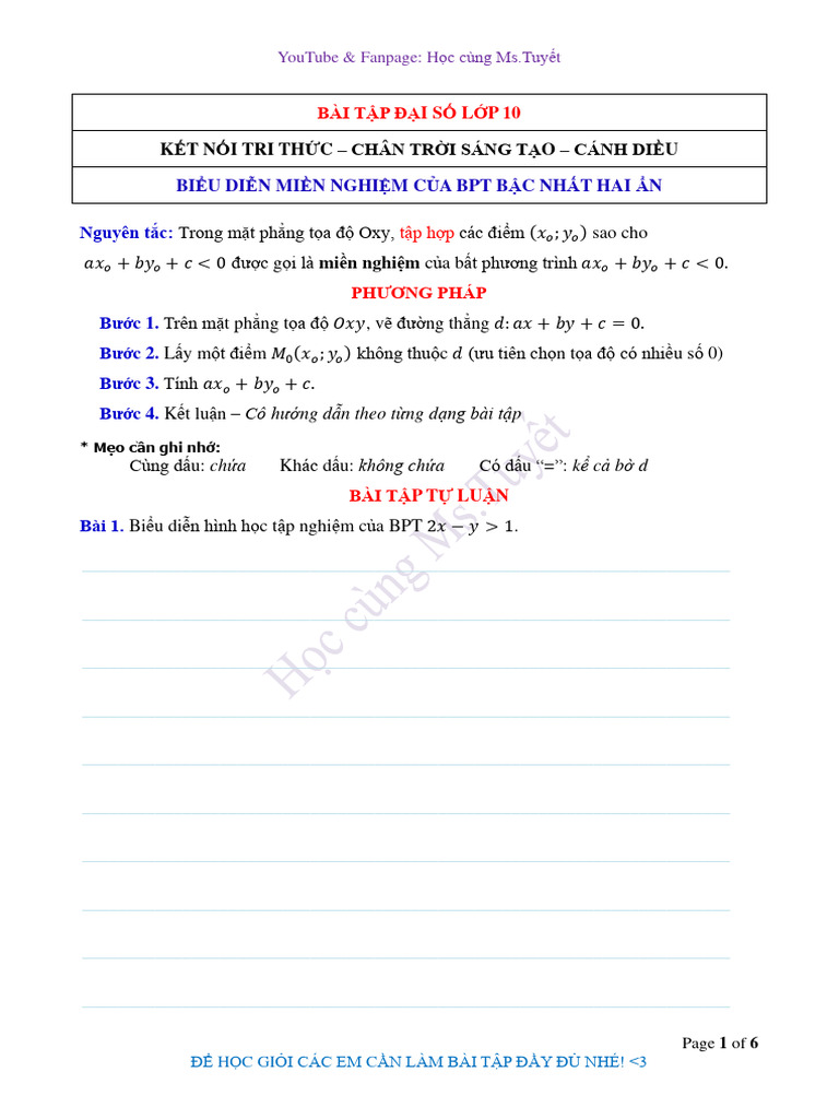 Đại 10 - BPT. TIẾT 2.Biểu diễn miền nghiệm của BPT bậc nhất 2 ẩn | PDF